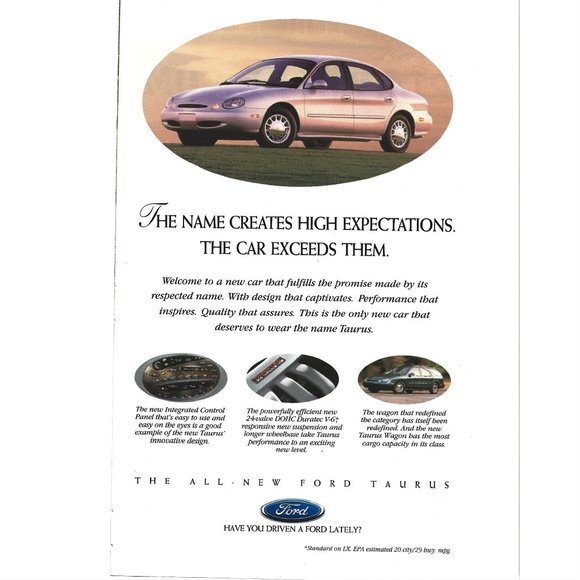 Art | Ford Taurus Car Auto 199s Vintage Print Ad | Poshmark